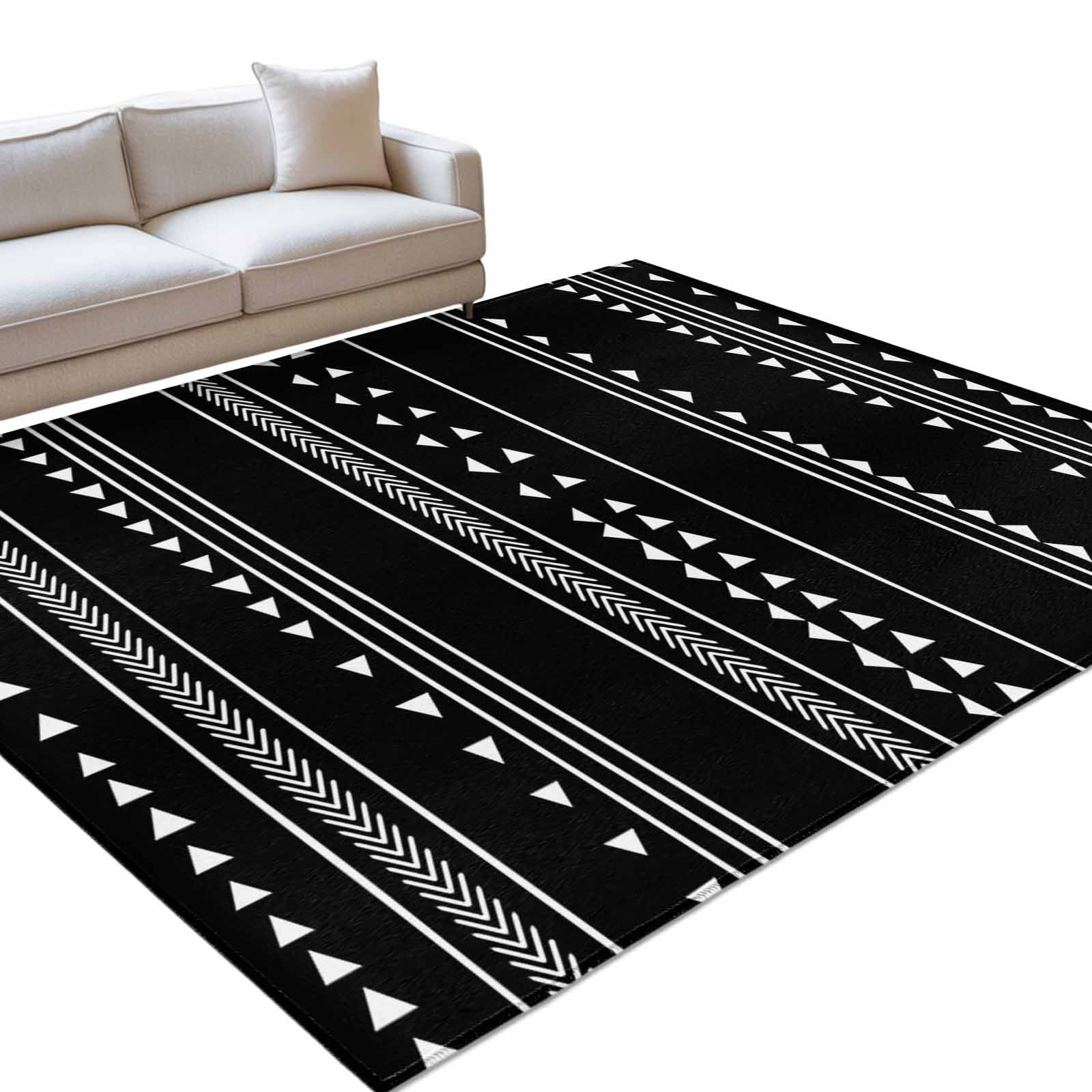 Area Rug 5x7ft Boho Black White Washable Area Rugs for Living Room ...