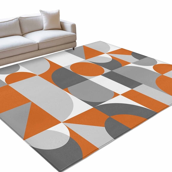 Area Rug 5x7ft Burnt Orange Gray Geometric Washable Area Rugs for ...