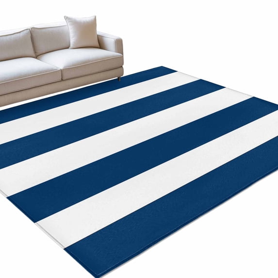 Area Rug 5x7ft Classical Stripe Washable Area Rugs for Living Room Navy ...