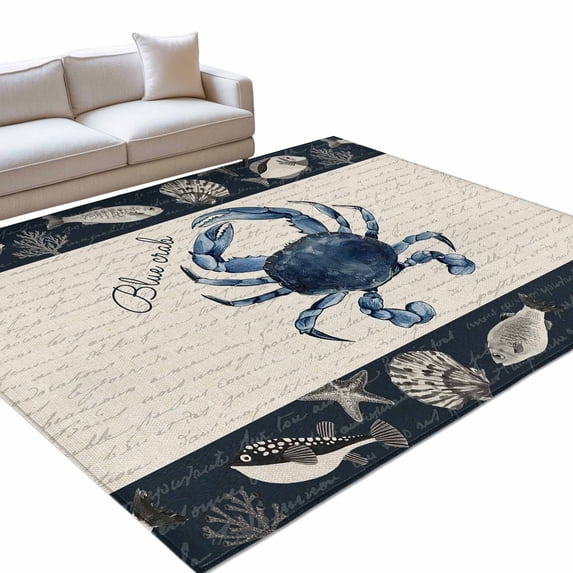 Area Rug 5x7ft Crab Shell Fish Washable Area Rugs for Living Room ...