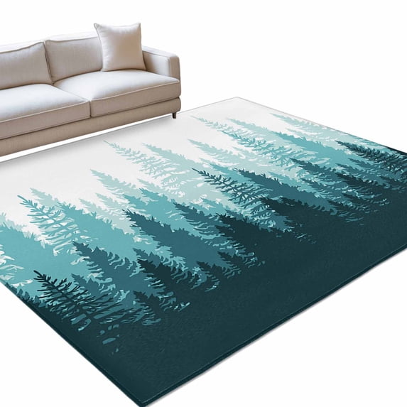 Area Rug 5x7ft Forest Tree Washable Area Rugs for Living Room Misty ...