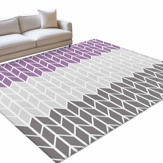 Area Rug 5x7ft Geometric Chevron Purple Washable Area Rugs for Living ...