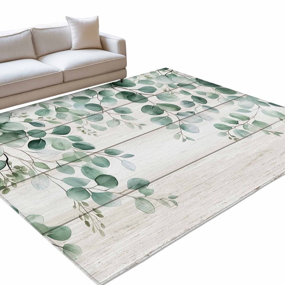 Area Rug 5x7ft Green Eucalyptus Leaves Washable Area Rugs for Living ...