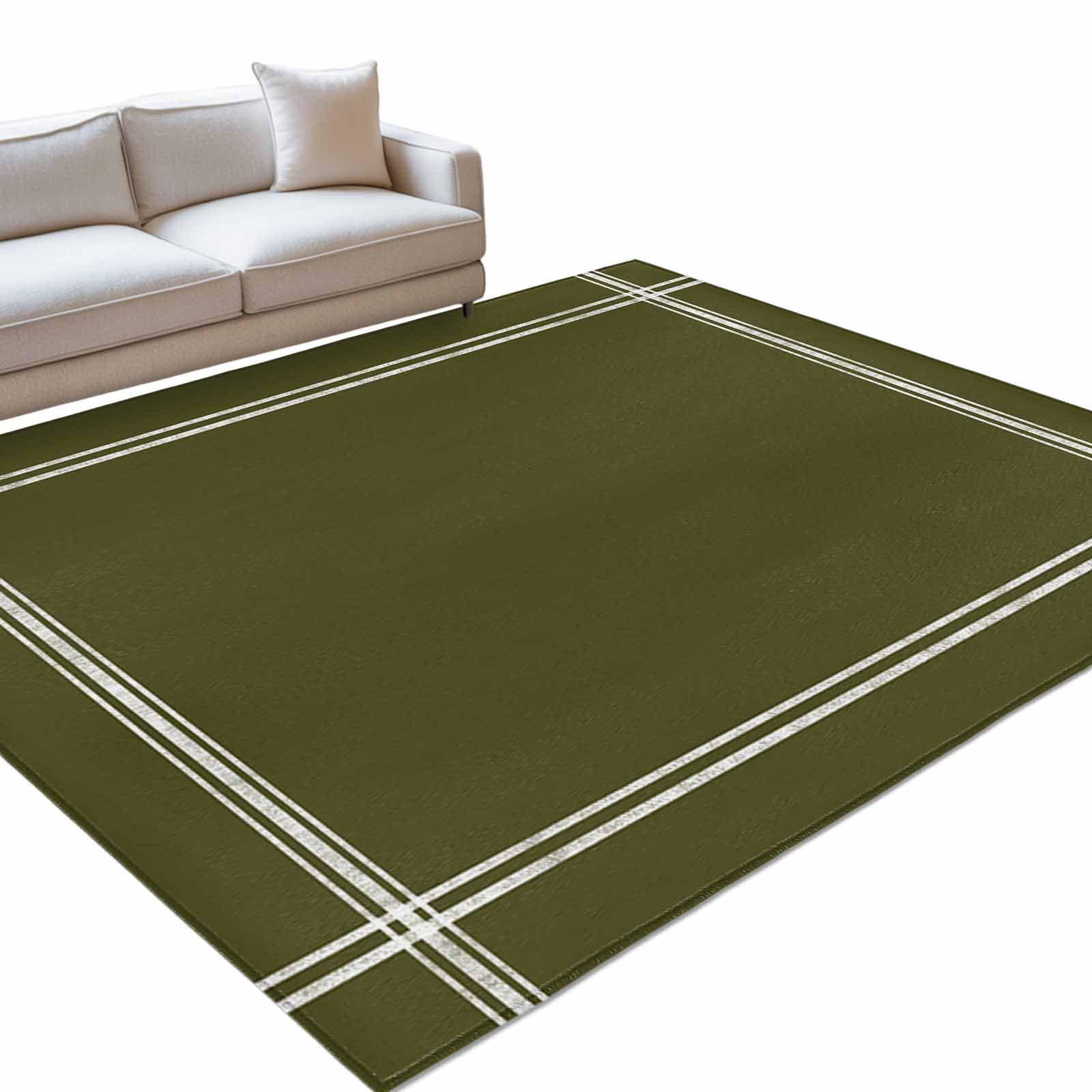Area Rug 5x7ft Green Solid Color Washable Area Rugs for Living Room ...