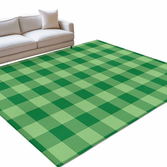 Area Rug 5x7ft Green White Check Plaid Washable Area Rugs for Living ...