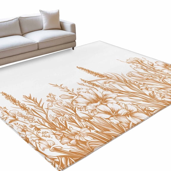 Area Rug 5x7ft Lavender Floral Washable Area Rugs for Living Room ...