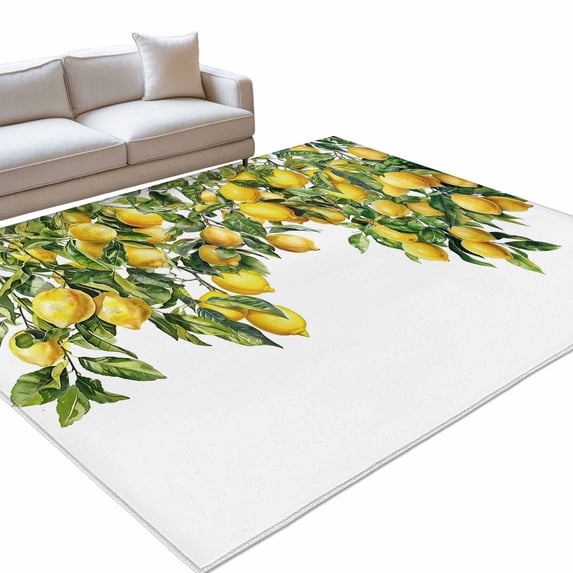 Area Rug 5x7ft Lemon Leaves Plant Washable Area Rugs for Living Room ...