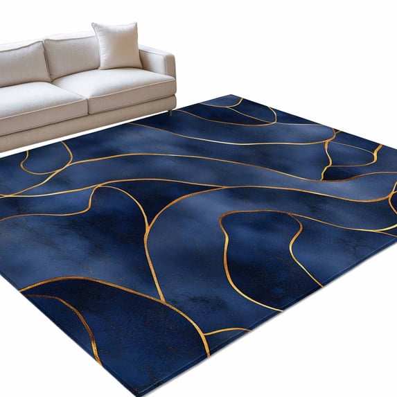 Area Rug 5x7ft Navy Blue Marble Washable Area Rugs for Living Room ...