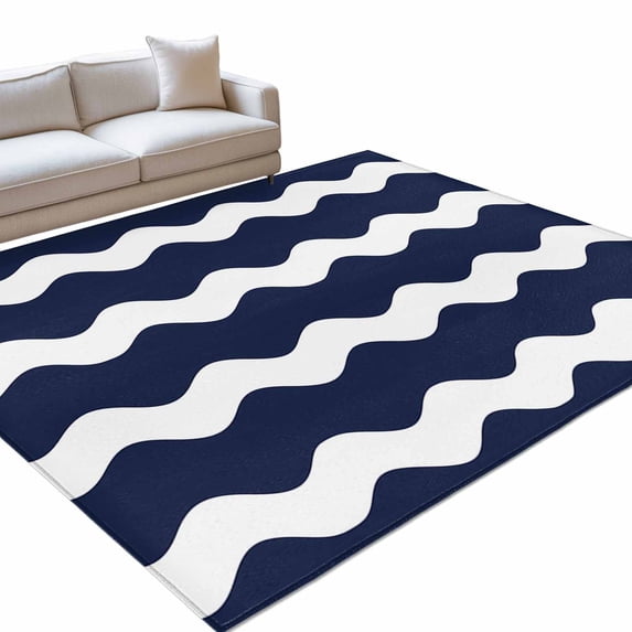 Area Rug 5x7ft Navy Blue and White Stripes Washable Area Rugs for ...