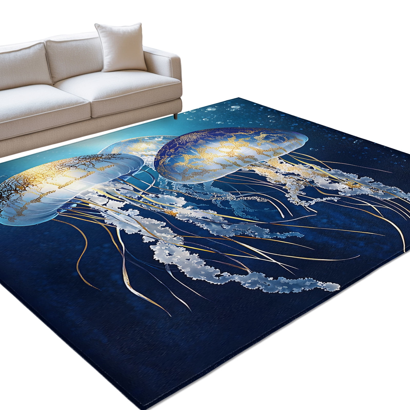 Area Rug 5x7ft Ocean Jellyfish Washable Area Rugs for Living Room ...