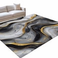 Area Rug 5x7ft Ombre Black Golden Marble Texture Washable Area Rugs for ...