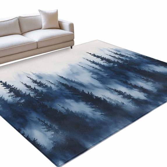 Area Rug 5x7ft Ombre Blue Forest Washable Area Rugs for Living Room ...