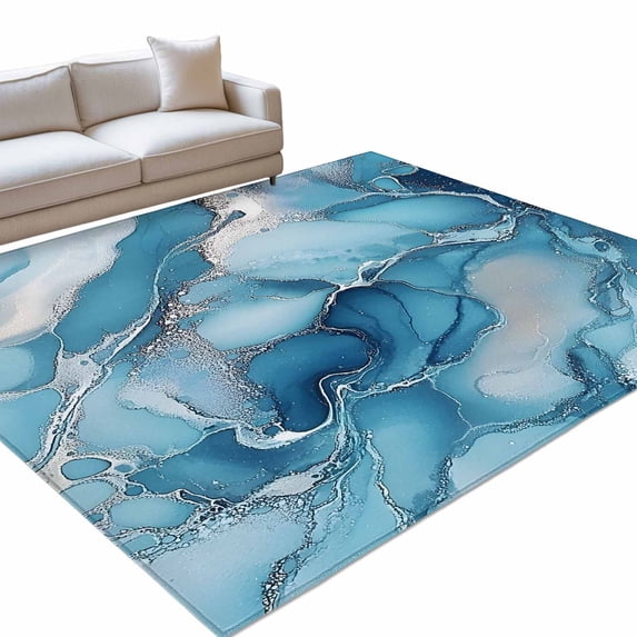 Area Rug 5x7ft Ombre Blue Gray Striped Wave Washable Area Rugs for ...