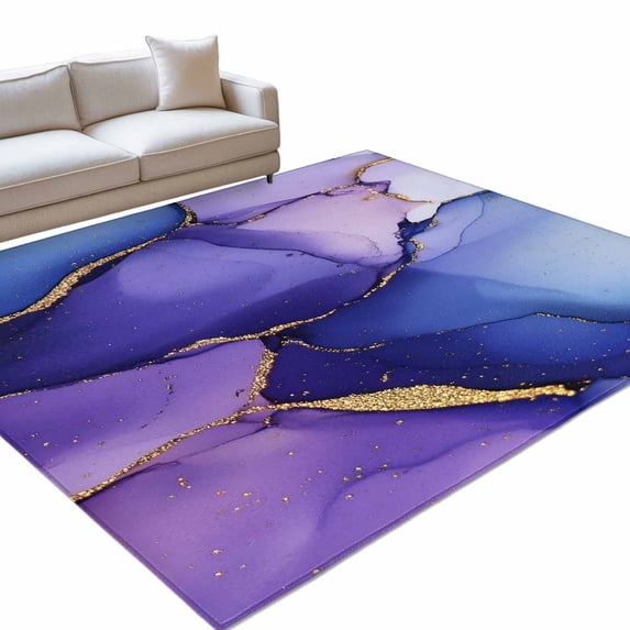 Area Rug 5x7ft Ombre Purple Blue Painting Washable Area Rugs for Living ...