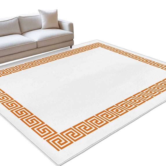 Area Rug 5x7ft Orange Greek Key Design Washable Area Rugs for Living ...