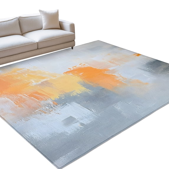 Area Rug 5x7ft Orange Grey Modern Washable Area Rugs for Living Room ...
