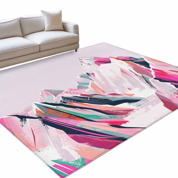 Area Rug 5x7ft Pink Abstract Mountain Washable Area Rugs for Living ...