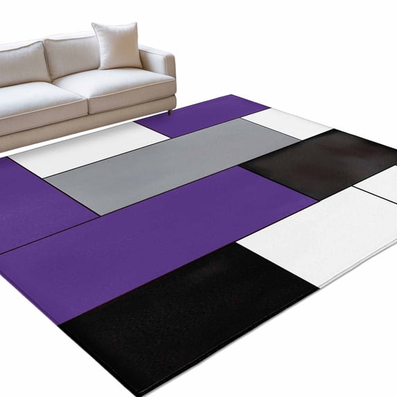 Area Rug 5x7ft Purple Blocks Washable Area Rugs for Living Room ...