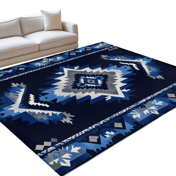 Area Rug 5x7ft Retro Abstract Blue Gray Geometric Washable Area Rugs ...