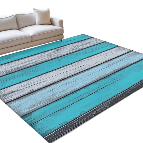 Area Rug 5x7ft Retro Blue Gray Stripes Washable Area Rugs for Living ...