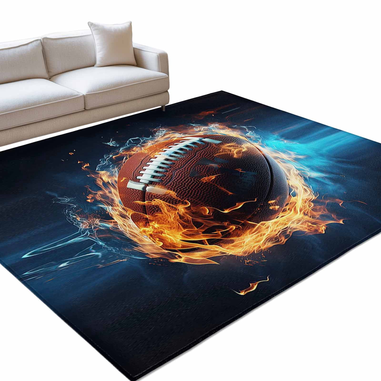 Area Rug 5x7ft Rugby Blaze Fire Flame Washable Area Rugs for Living ...