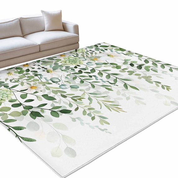 Area Rug 5x7ft Sage Green Leaves Washable Area Rugs for Living Room ...