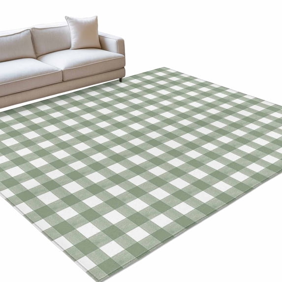 Area Rug 5x7ft Sage Green Plaid Washable Area Rugs for Living Room ...