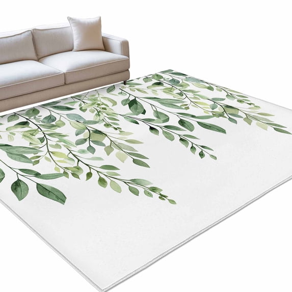 Area Rug 5x7ft Sage Green Washable Area Rugs for Living Room Eucalyptus ...