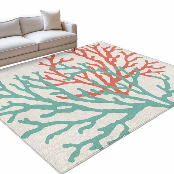 Area Rug 5x7ft Sea Coral Washable Area Rugs for Living Room Summer ...