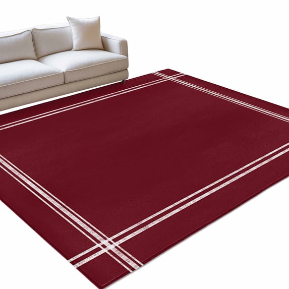 Area Rug 5x7ft Solid Color Washable Area Rugs for Living Room Wine Red ...