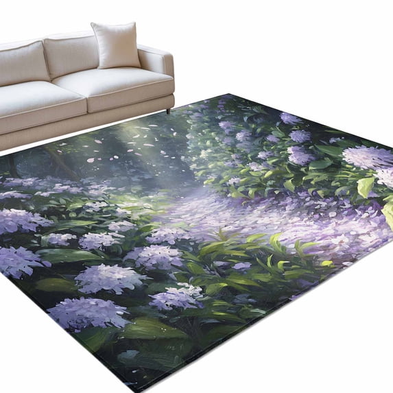 Area Rug 5x7ft Spring Flowers Washable Area Rugs for Living Room Forest ...