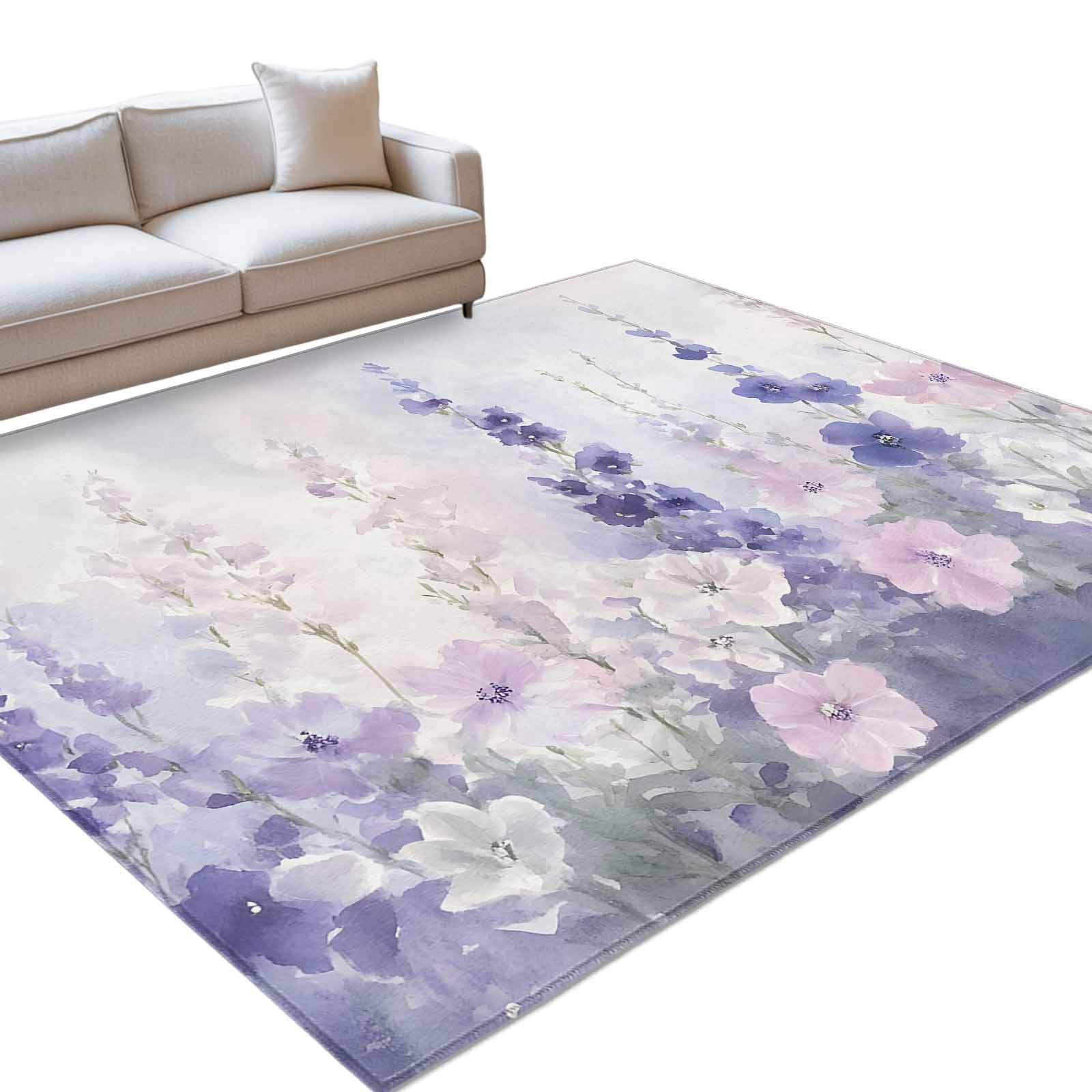 Area Rug 5x7ft Spring Idyllic Washable Area Rugs for Living Room Pink ...