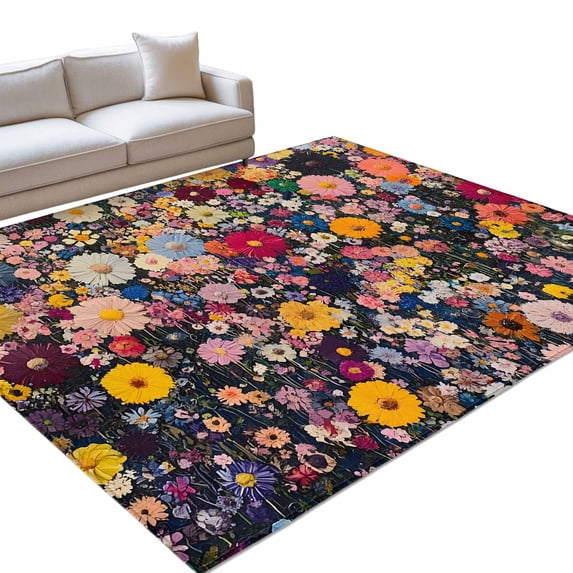 Area Rug 5x7ft Spring Sunflower Daisy Washable Area Rugs for Living ...