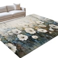 Area Rug 5x7ft Spring White Flowers Leaf Washable Area Rugs for Living ...