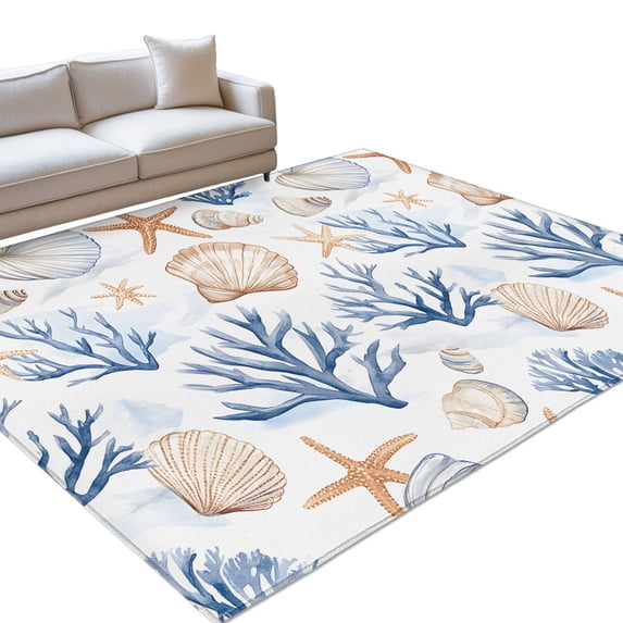 Area Rug 5x7ft Starfish Coral Shell Washable Area Rugs for Living Room ...