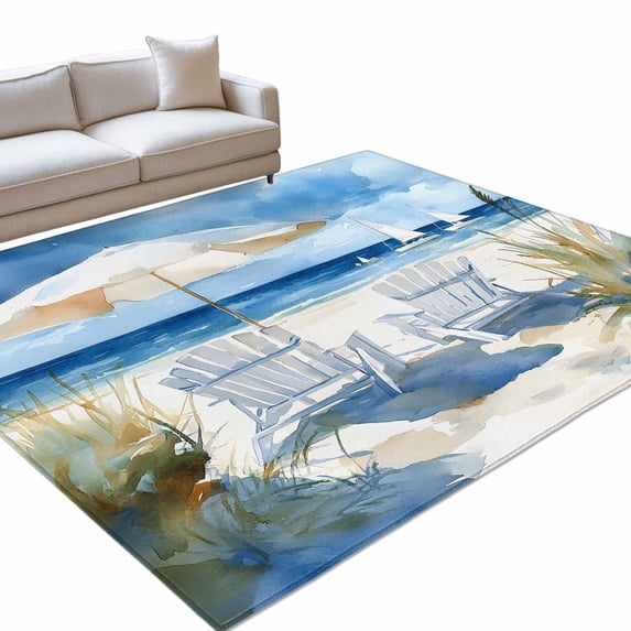 Area Rug 5x7ft Summer Beach Chair Washable Area Rugs for Living Room ...