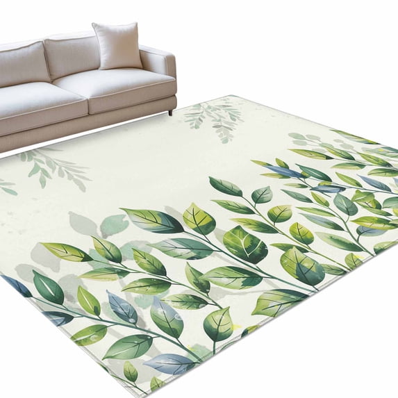 Area Rug 5x7ft Summer Green Leaves Washable Area Rugs for Living Room ...