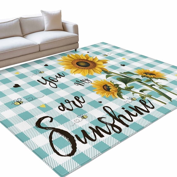 Area Rug 5x7ft Sunflower Leaves Washable Area Rugs for Living Room ...