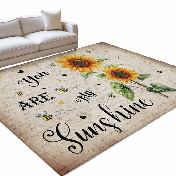 Area Rug 5x7ft Sunflower Washable Area Rugs for Living Room My Sunshine ...