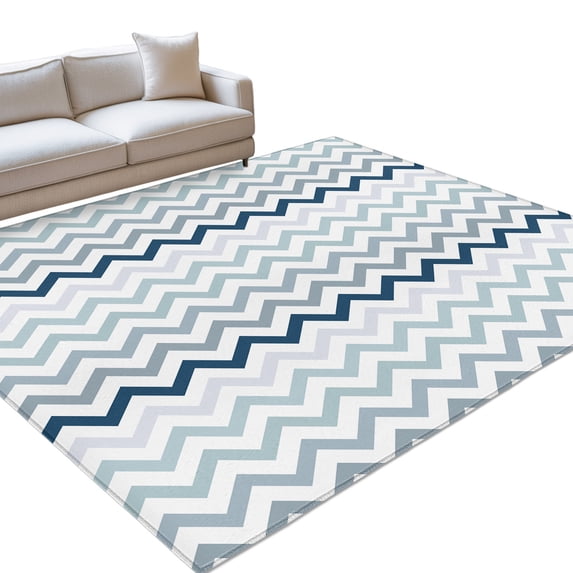 Area Rug 5x7ft Teal Blue Stripes Washable Area Rugs for Living Room ...