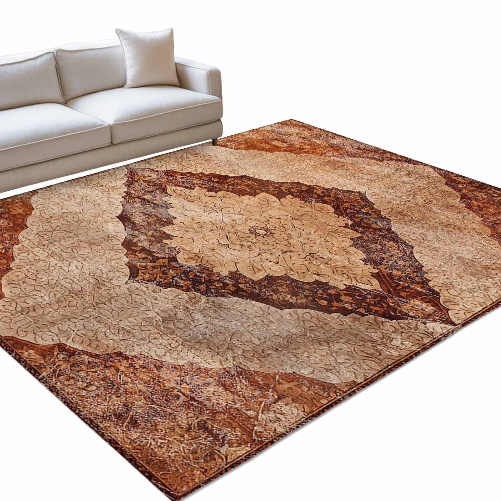 Area Rug 5x7ft Vintage Geometric Washable Area Rugs for Living Room ...