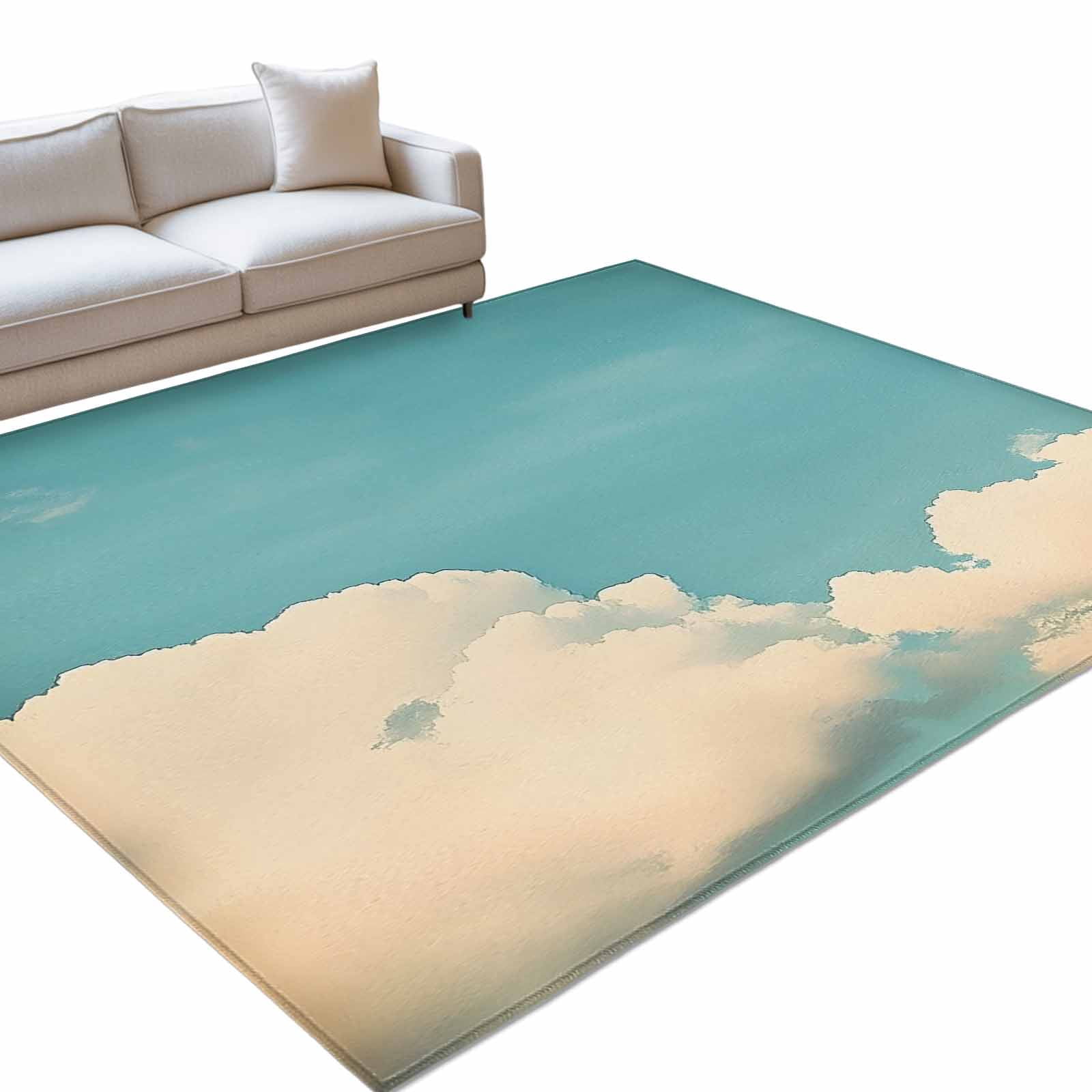 Area Rug 5x7ft Vintage White Cloud Sky Washable Area Rugs for Living ...