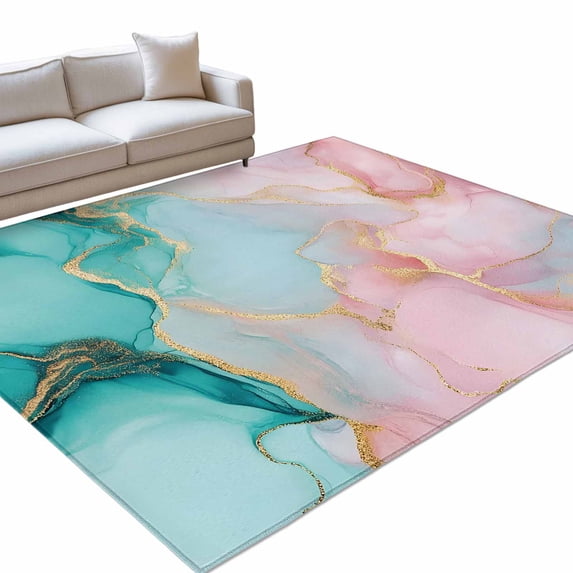 Area Rug 5x7ft Water Pink Washable Area Rugs for Living Room Abstract ...