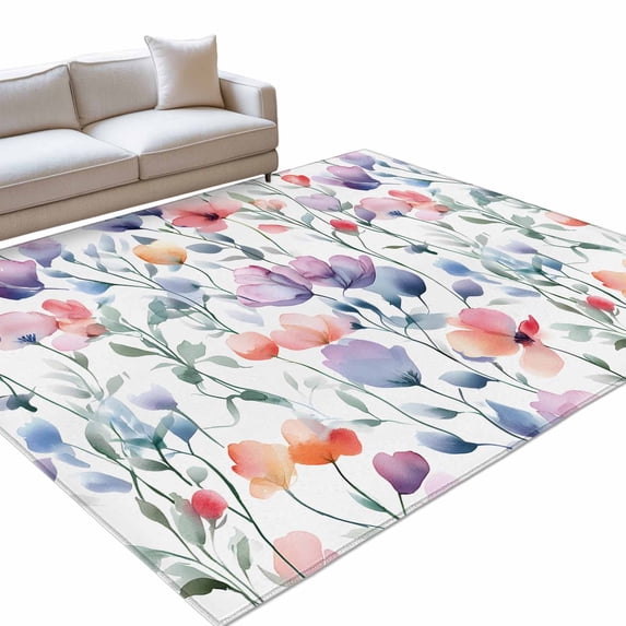 Area Rug 5x7ft Watercolor Spring Washable Area Rugs for Living Room ...
