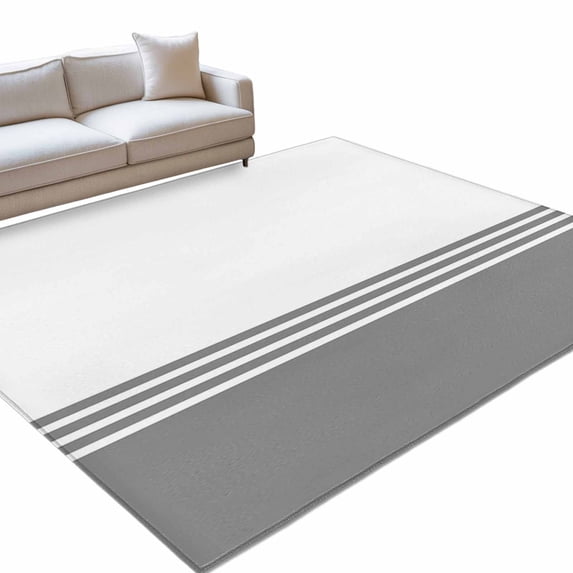 Area Rug 5x7ft White Geometric Gray Stripes Washable Area Rugs for ...