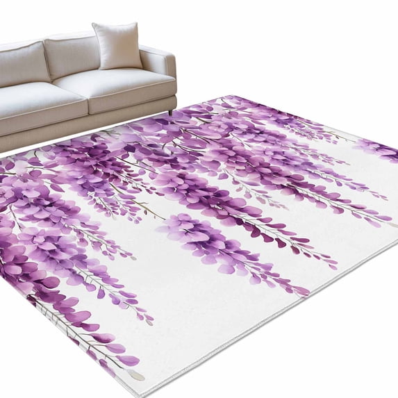 Area Rug 5x7ft Wisteria Floral Washable Area Rugs for Living Room Light ...