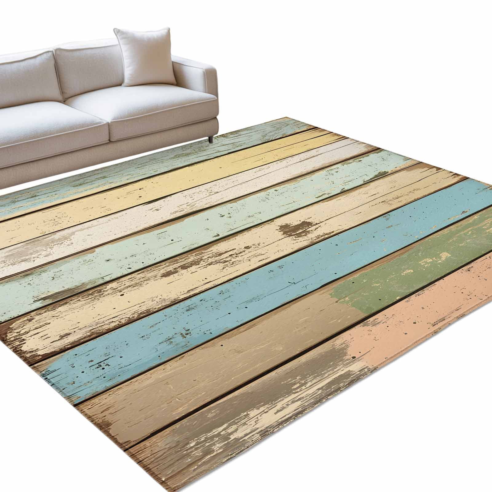 Area Rug 5x7ft Wood Grain Washable Area Rugs for Living Room Vintage ...