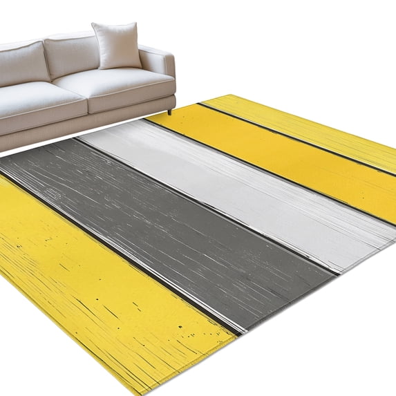 Area Rug 5x7ft Yellow Gray Stripes Washable Area Rugs for Living Room ...