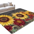 Area Rug 5x7ft Yellow Red Sunflower Butterfly Washable Area Rugs for ...