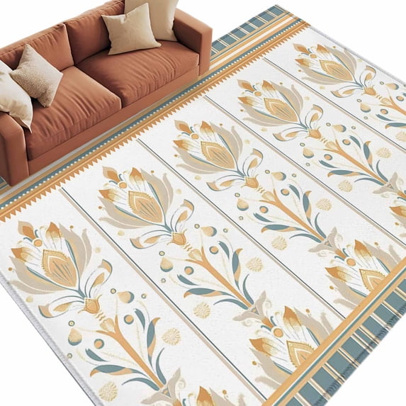 Area Rug 5x8ft, Abstract Flower Ethnic Style Washable Rugs for Living ...